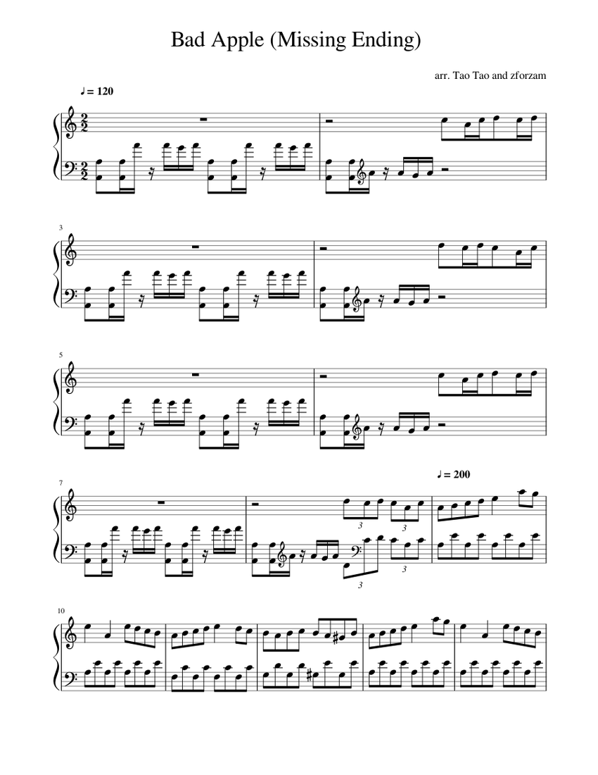 Bad apple easy Sheet music for Piano (Solo) | Musescore.com