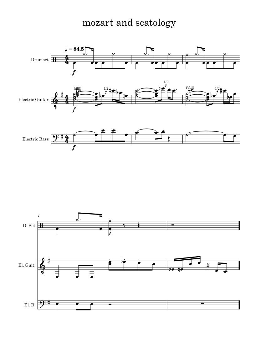 better call saul intro riff Sheet music for Guitar, Bass guitar, Drum ...
