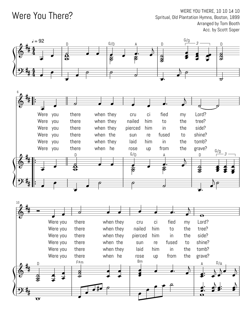 Were You There Sheet music for Piano, Vocals (Piano-Voice) Easy ...