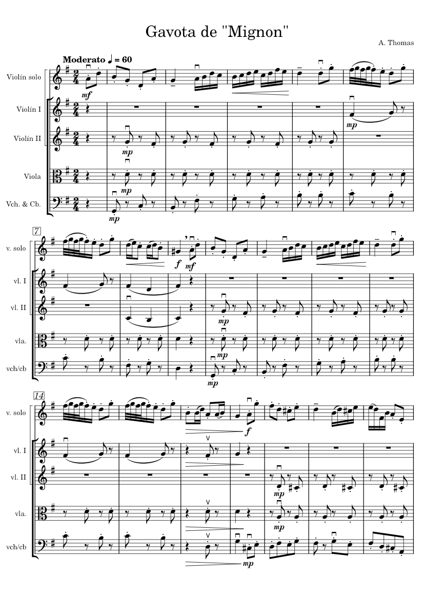 Gavotte from "Mignon" – A. Thomas (arr. viol. solo y orqu. de cuerda ...