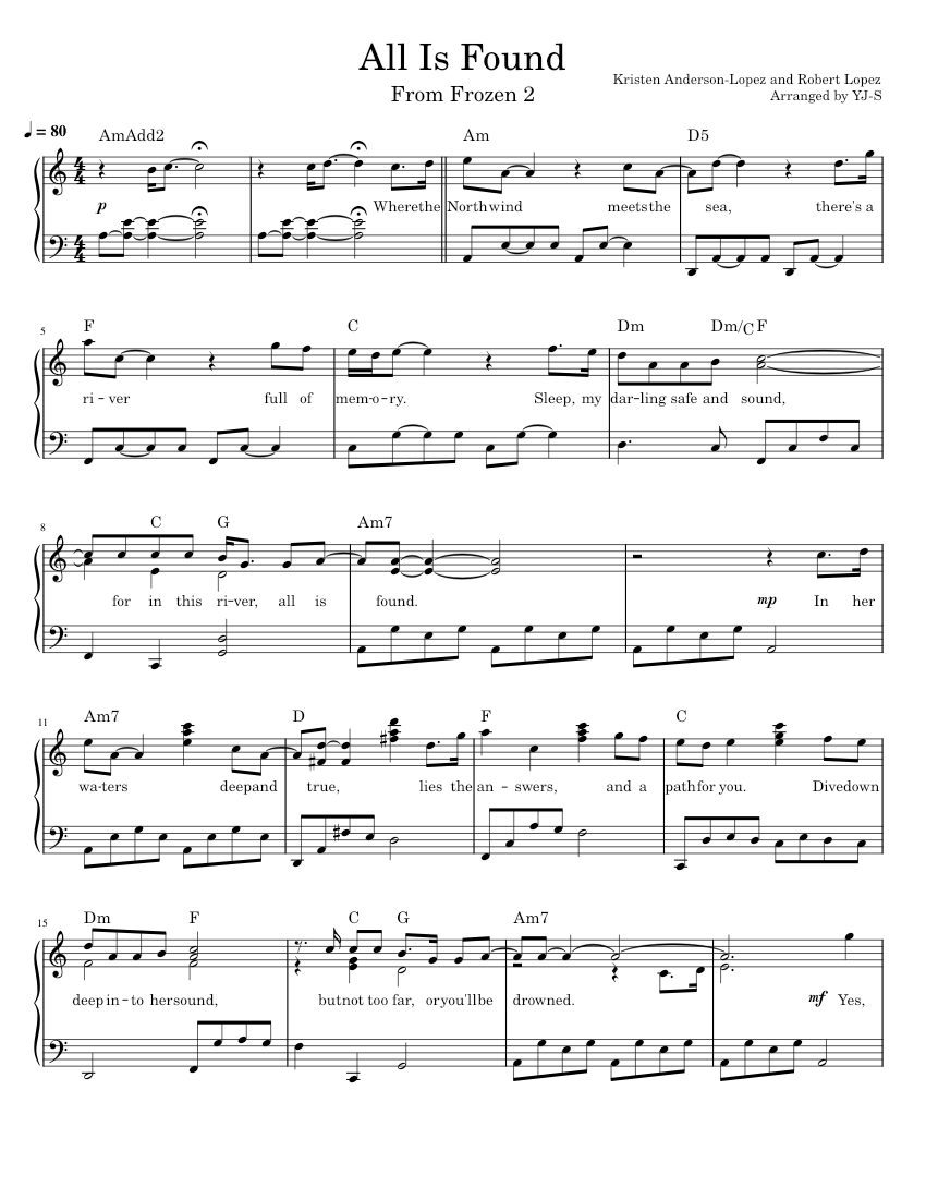 All Is Found from Frozen 2 – Evan Rachel Wood Sheet music for Piano ...