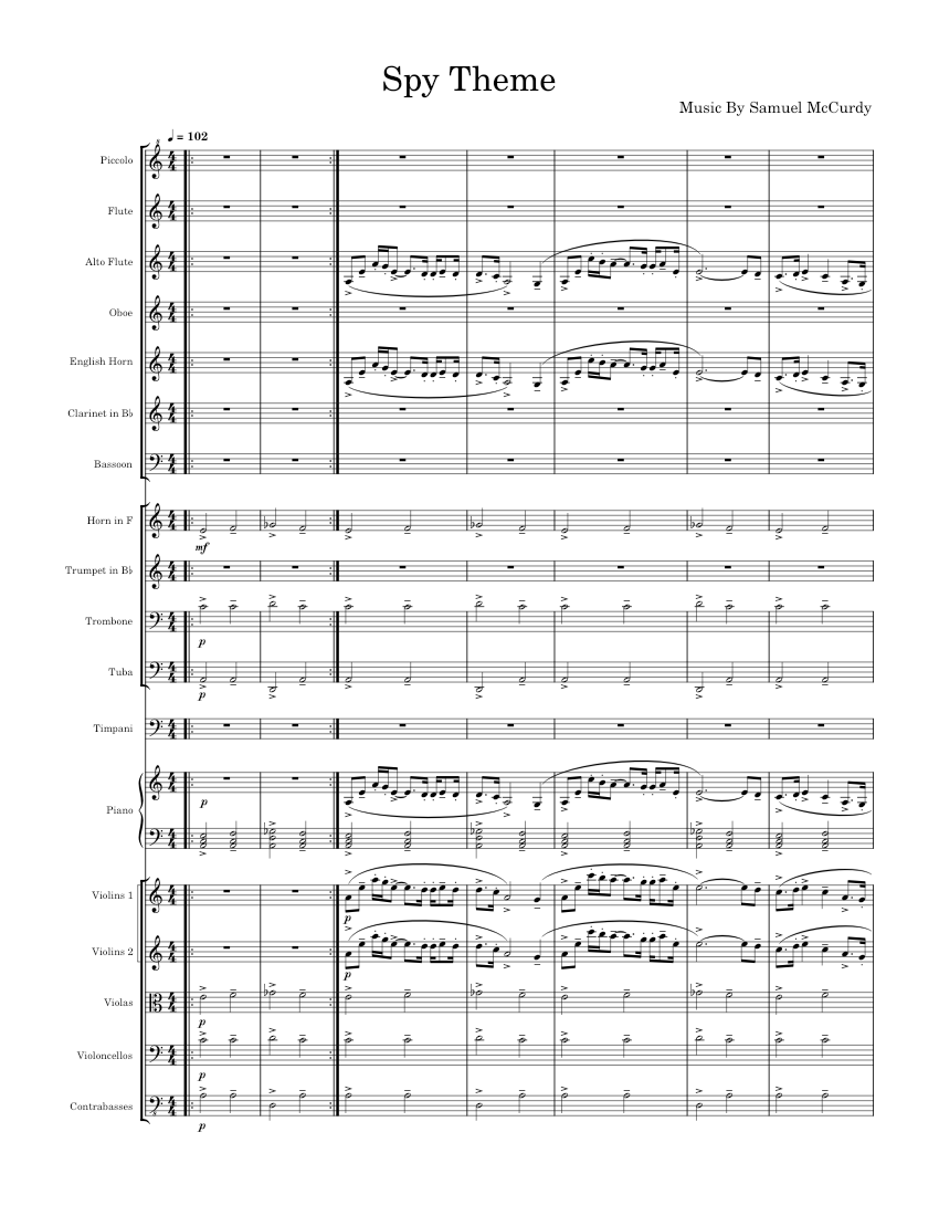 Spy Theme - Music By Samuel McCurdy - Work In Progress Sheet Music for ...