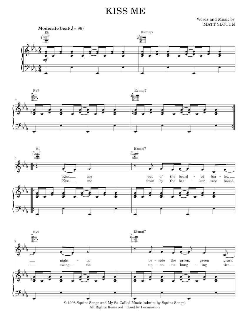 Play Official version of Kiss me Sheet Music by Sixpence None the ...