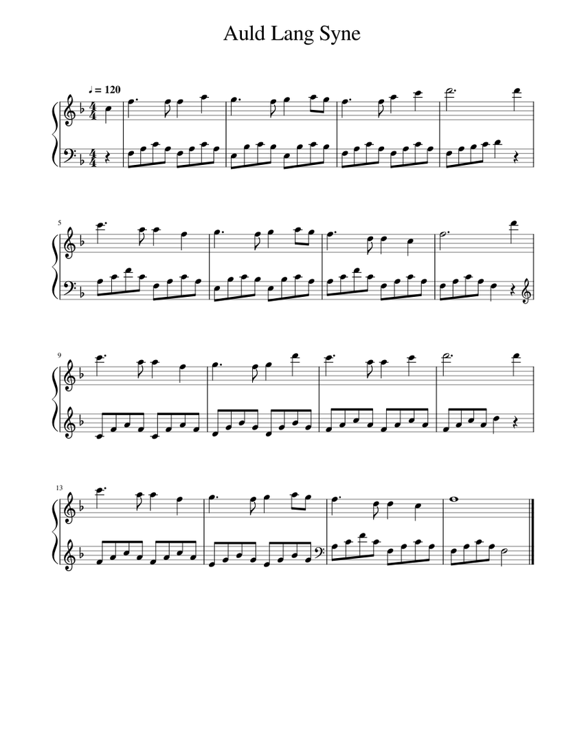 Auld Lang Syne Sheet music for Piano (Solo) Easy | Musescore.com