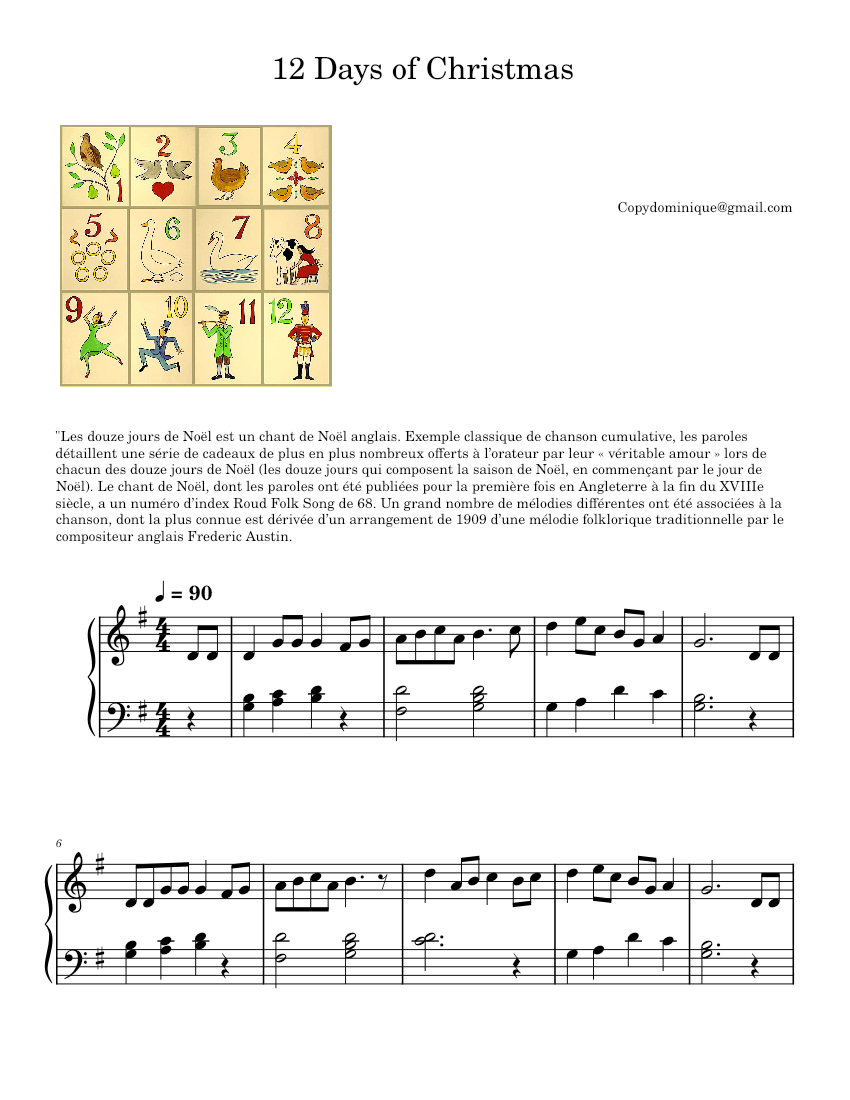 The 12 Days of Christmas – Misc Christmas Sheet music for Piano (Solo ...