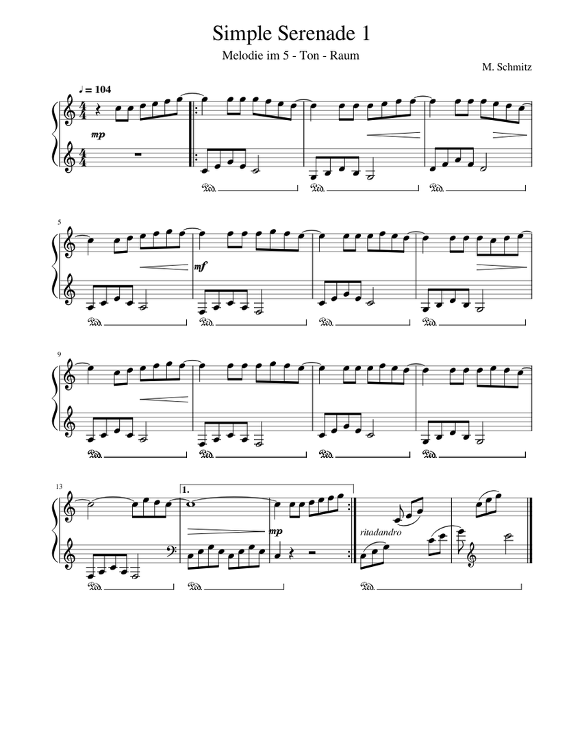Simple Serenade 1 Sheet music for Piano (Solo) | Musescore.com