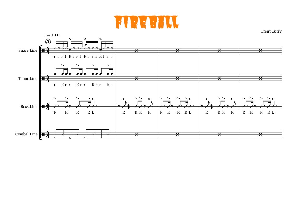 Fireball Sheet music for Snare drum, Crash, Tenor drum, Bass drum ...