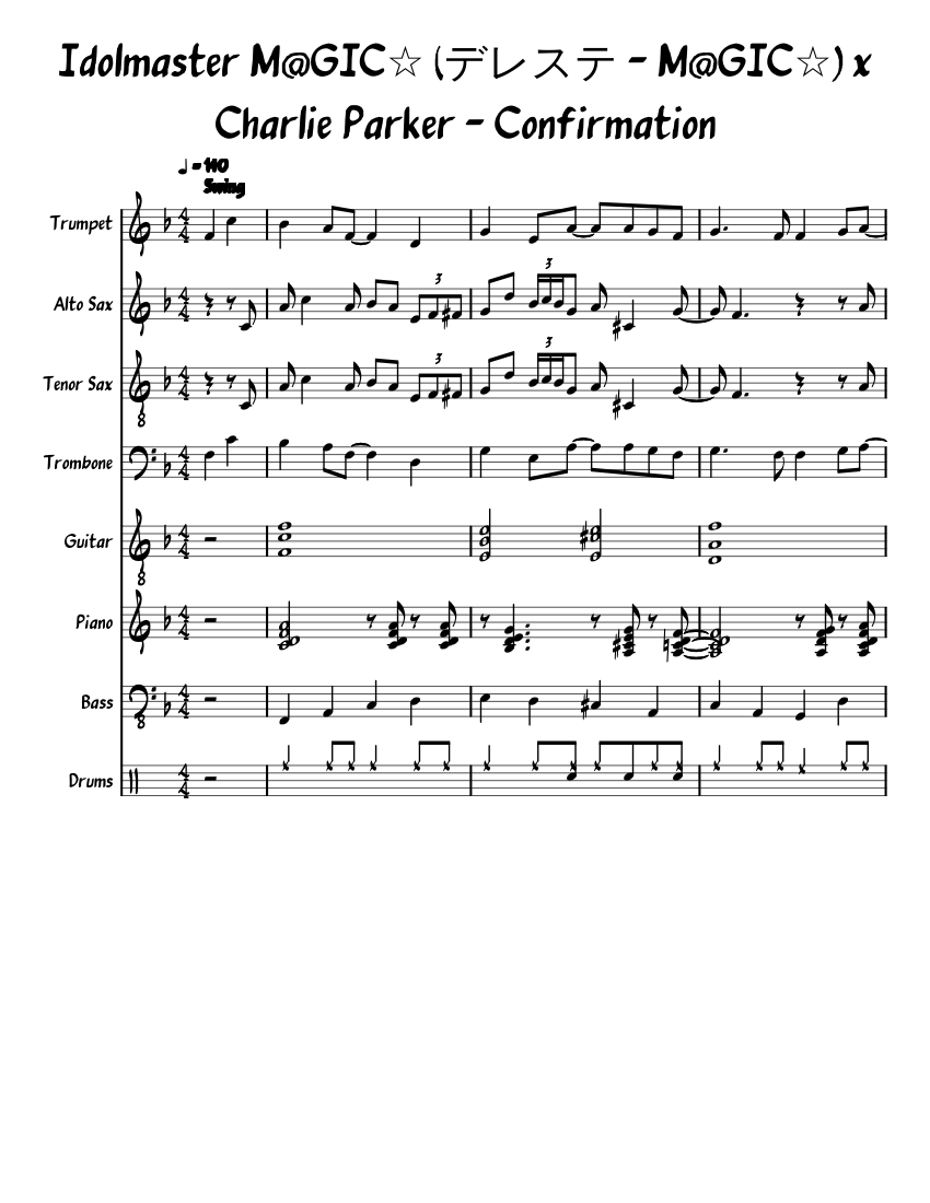 Charlie Parker - Confirmation x Idolmaster M@GIC☆ (デレステ - M@GIC☆) Sheet ...