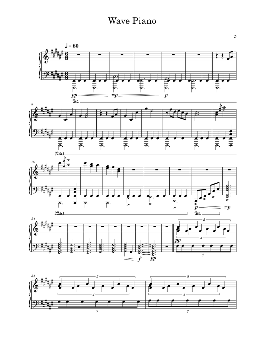 Wave Piano Sheet music for Piano (Solo) | Musescore.com