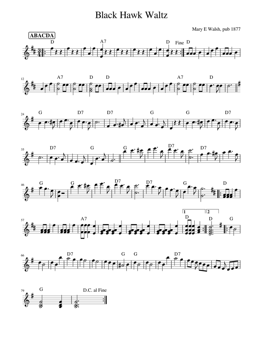 Black Hawk Waltz Sheet music for Piano (Solo) Easy | Musescore.com