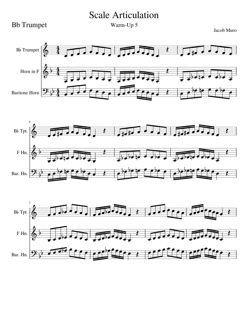 Scale Articulation Sheet music for Trumpet in b-flat, French horn ...