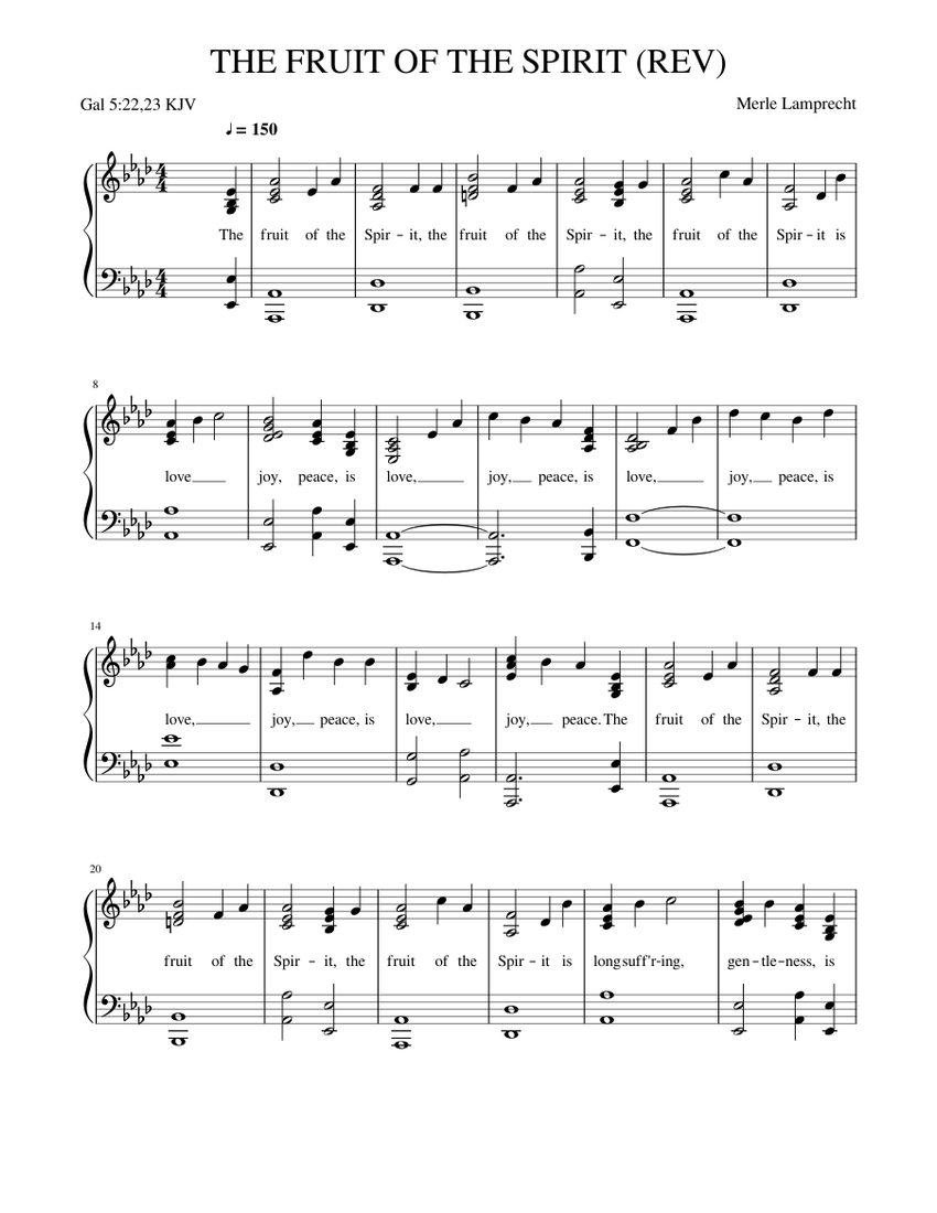 THE FRUIT OF THE SPIRIT REV Sheet music for Piano (Church Choir) Easy ...