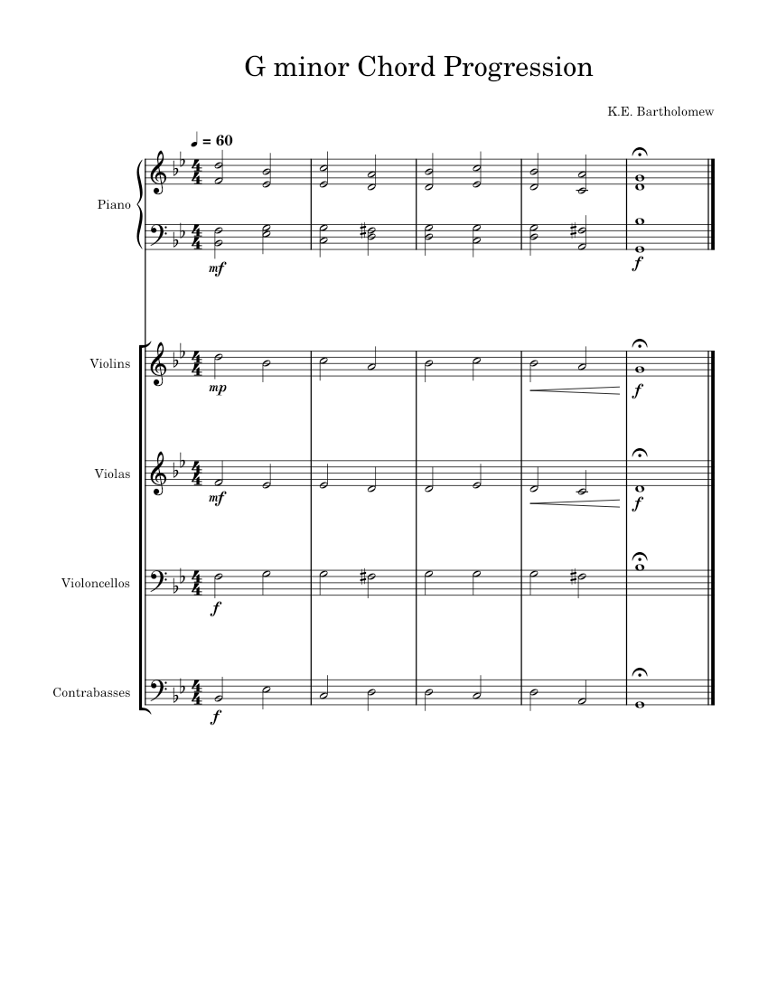 G minor Chord Progression Sheet music for Piano, Strings group (Mixed ...