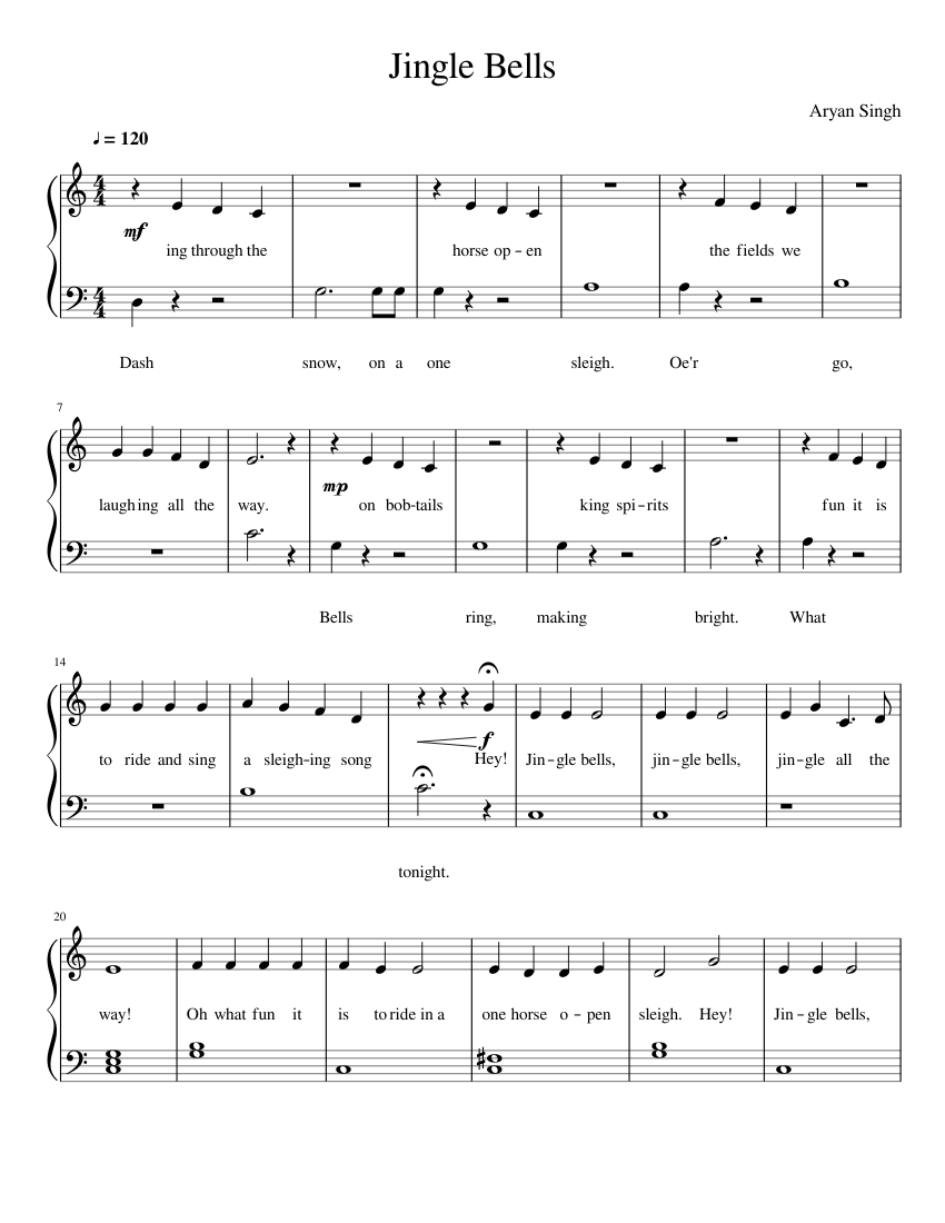 Jingle Bells Sheet music for Piano (Solo) Easy | Musescore.com