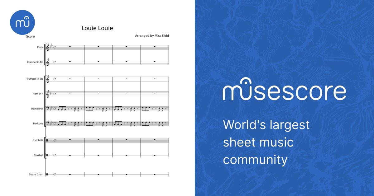 Louie Louie Sheet music for Trombone, Flute, French horn, Drum group ...
