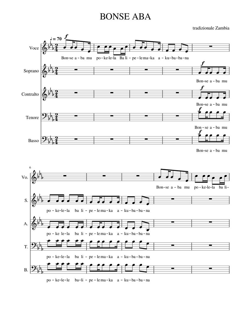 BONSE ABA Sheet music for Soprano, Alto, Tenor, Bass voice & more instruments (Choral ...