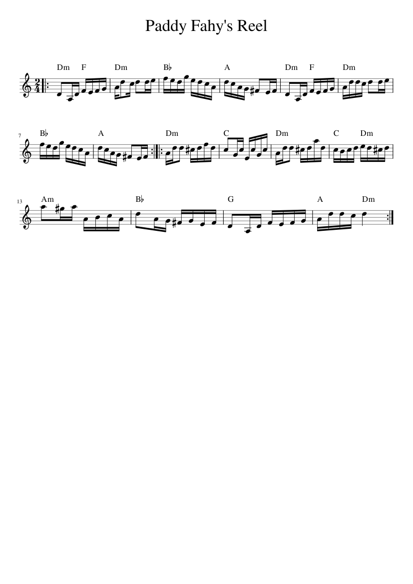 Paddy Fahy's Reel Sheet music for Piano (Solo) Easy | Musescore.com