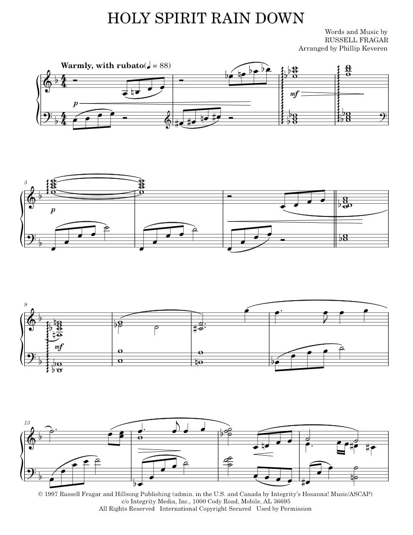 Play Official version of Holy Spirit Rain Down sheet music by Russell ...