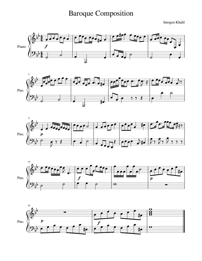 Imi baroque comp Sheet music for Piano (Piano Duo) | Musescore.com