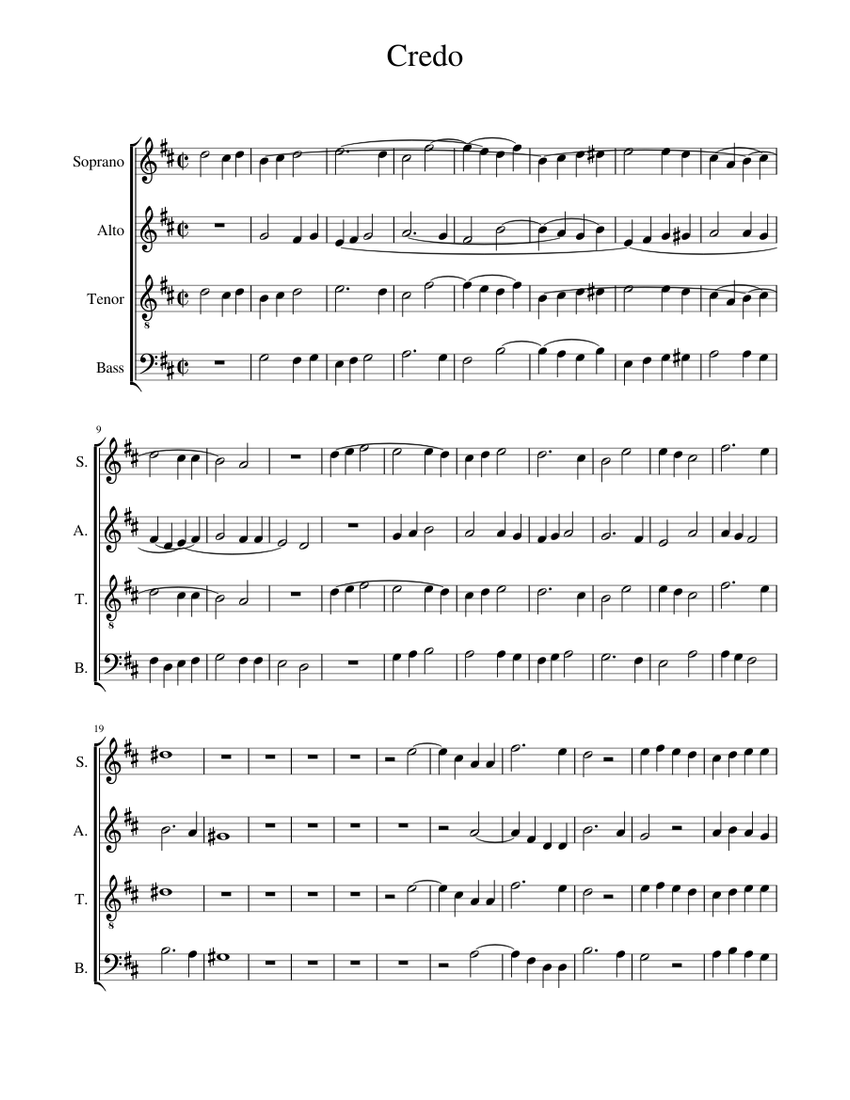 Credo Sheet music for Soprano, Alto, Tenor, Bass voice (Choral ...