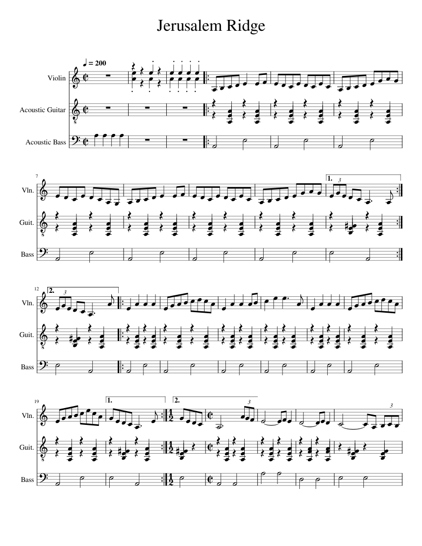Jerusalem_Ridge Sheet music for Violin, Guitar, Bass guitar (Mixed Trio ...