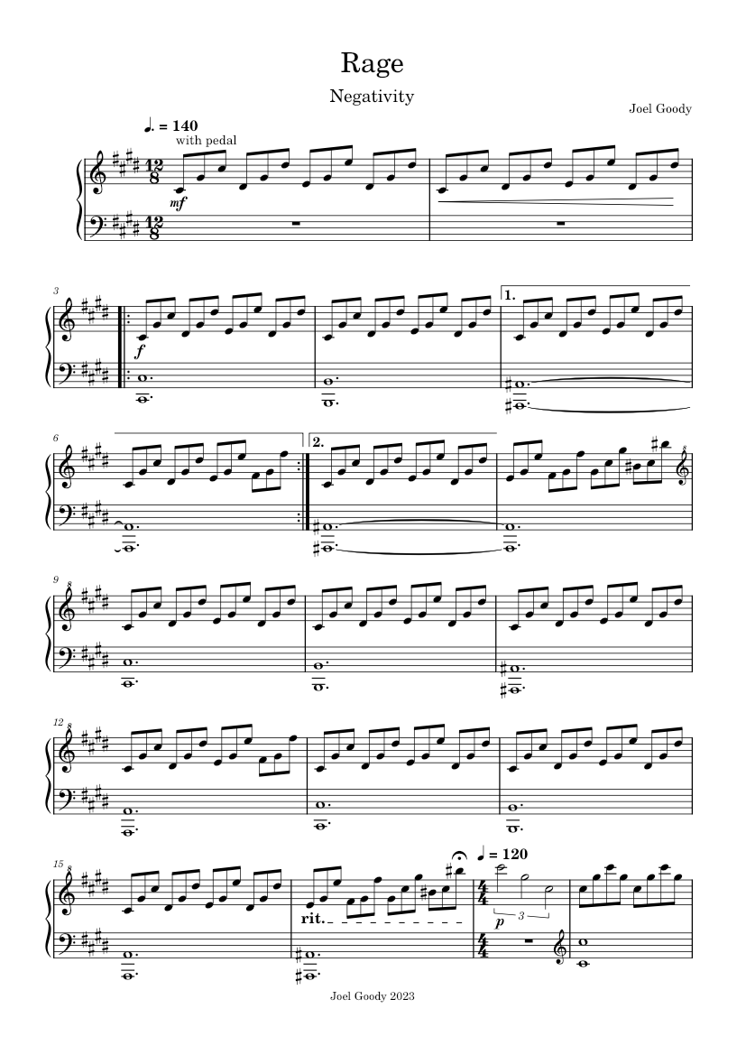 Rage Sheet music for Piano (Solo) | Musescore.com