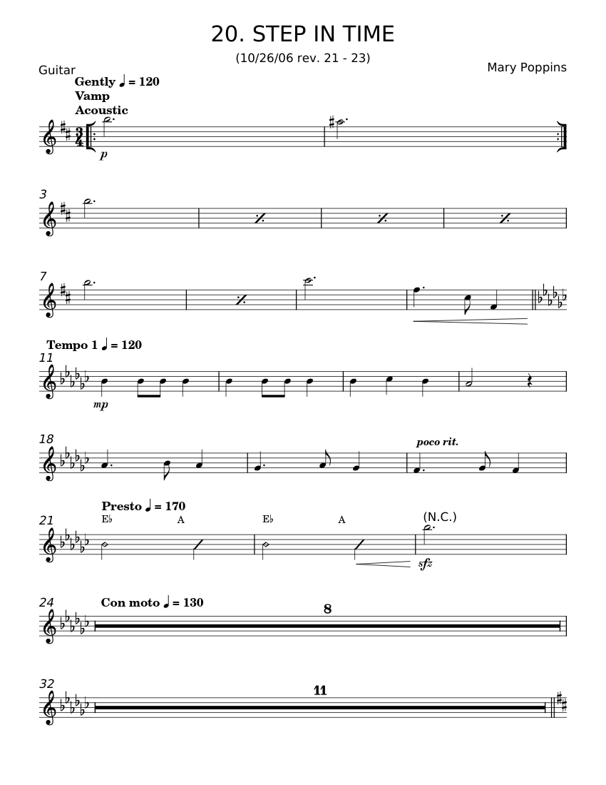 Step In Time - Mary Poppins Musical, Sherman Brothers Sheet Music for ...