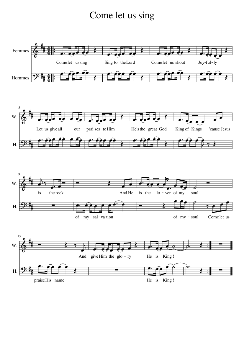 Come_let_us_sing Sheet music for Female, Male (Choral) | Musescore.com