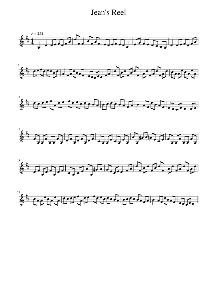 Jean's Reel Sheet music for Piano (Solo) | Musescore.com