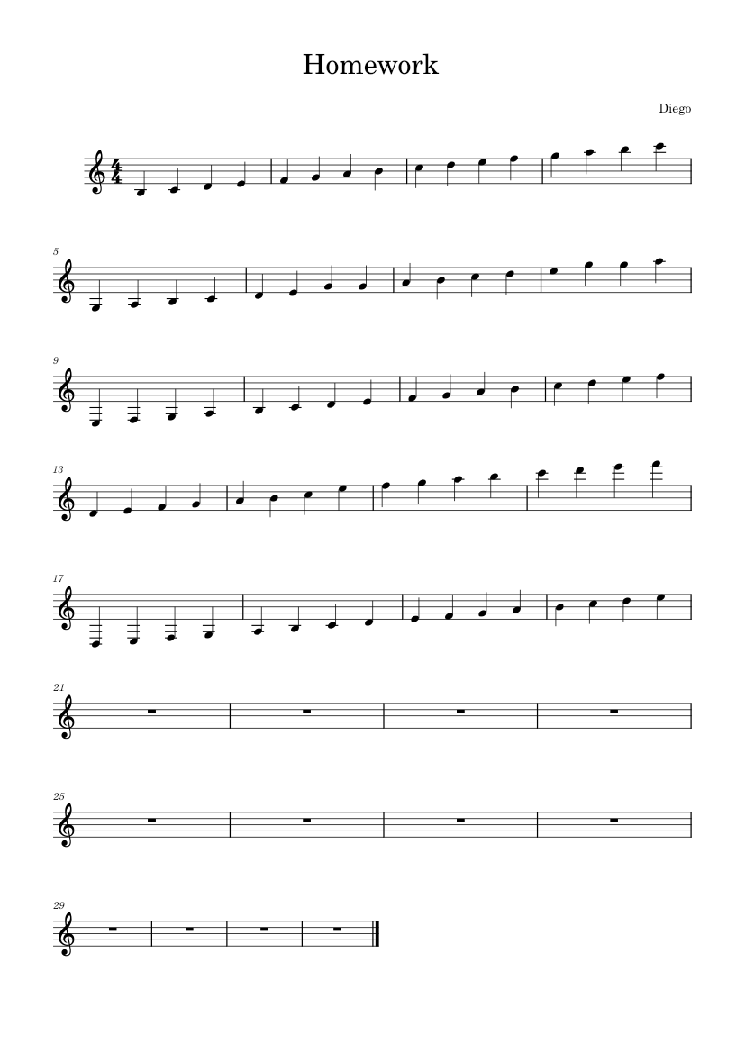 Homework Sheet music for Piano (Solo) Easy | Musescore.com