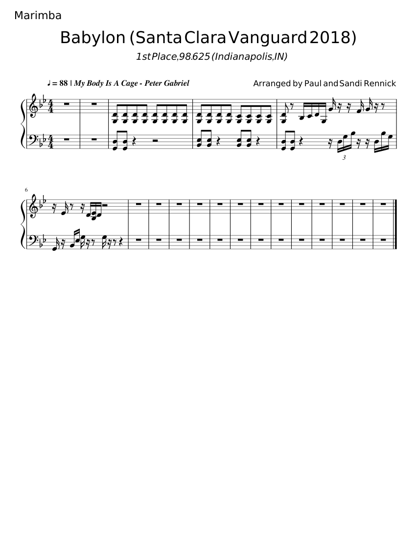 Babylon (Santa Clara Vanguard 2018) Sheet music for Marimba (Solo) | Musescore.com