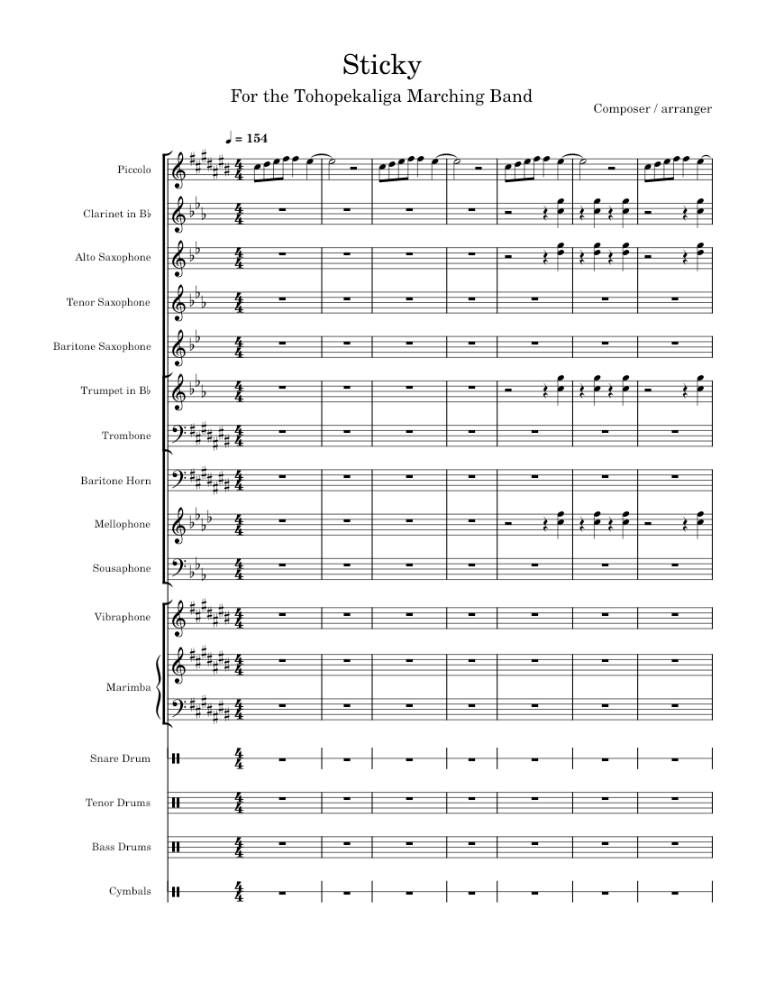 Sticky Sheet music for Trombone, Tuba, Oboe, Saxophone alto & more instruments (Mixed Ensemble ...