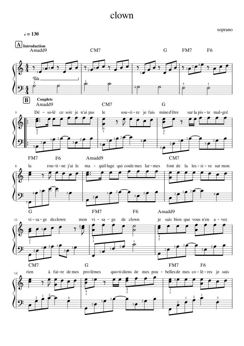 Soprano - clown Sheet Music with Chords for Piano (Solo) | MuseScore.com