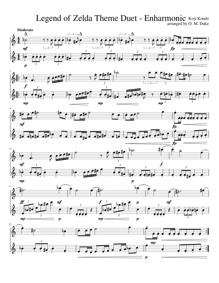 Legend of Zelda Theme - Duet - Enharmonic Sheet music for Flute ...
