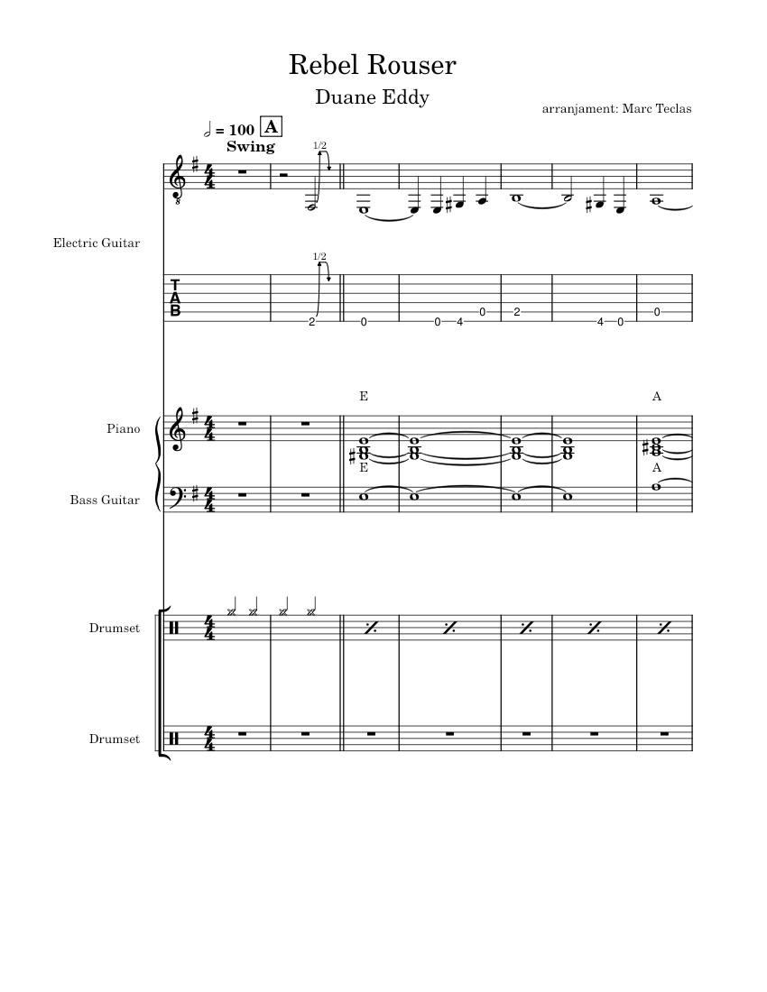 Rebel Rouser - Avenç Sheet music for Piano, Guitar, Bass guitar, Drum ...
