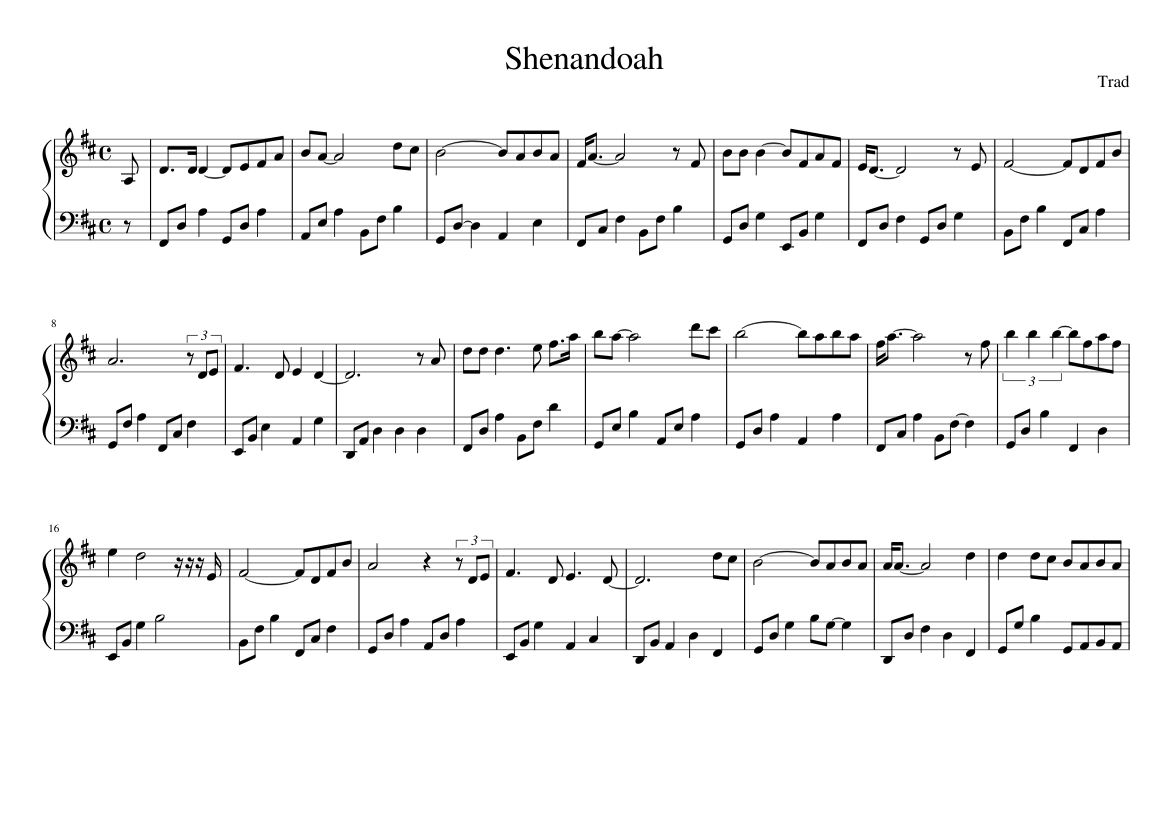 Shenandoah Jarrett Sheet music for Piano (Solo) Easy | Musescore.com