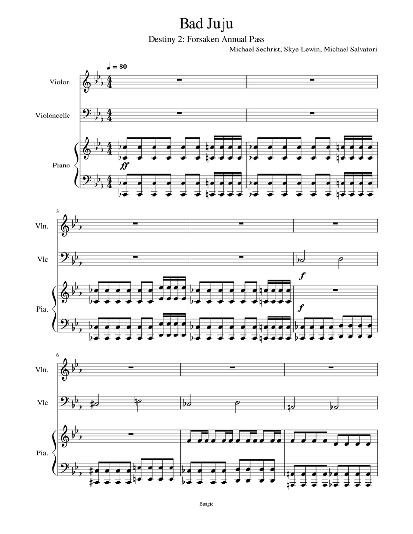 Bad Juju Sheet music for Piano, Violin, Cello (Mixed Trio) | Musescore.com