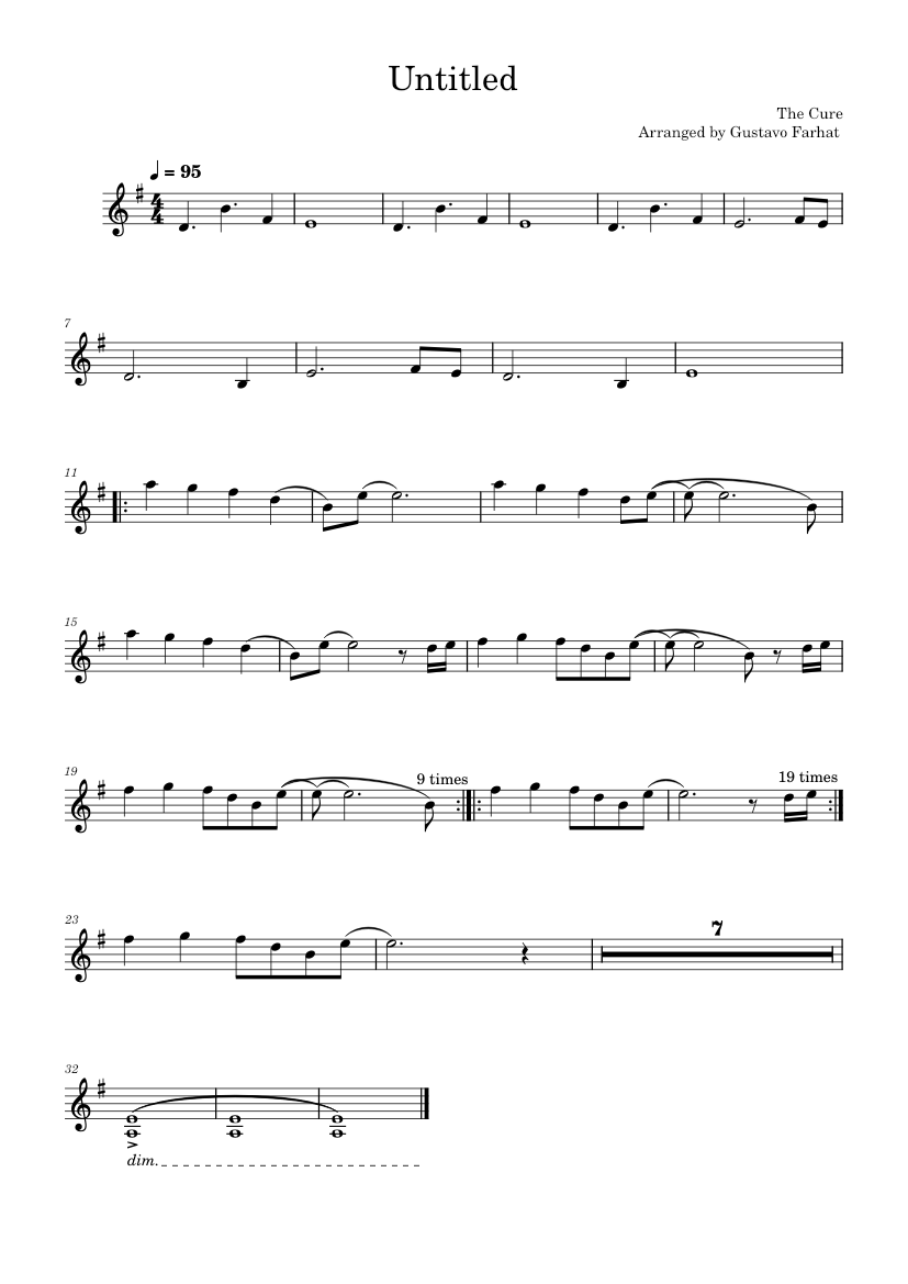Untitled – The Cure Sheet music for Violin (Solo) | Musescore.com