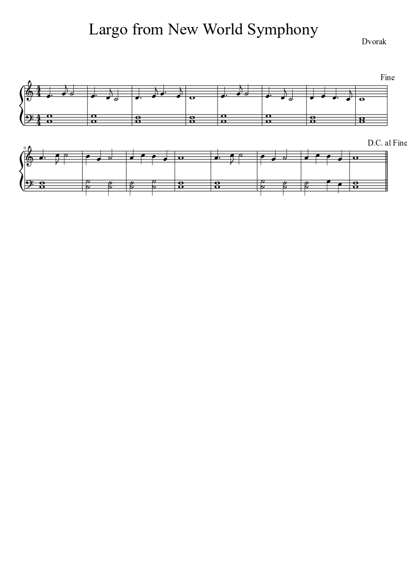 Largo from New World Symphony Sheet music | Musescore.com