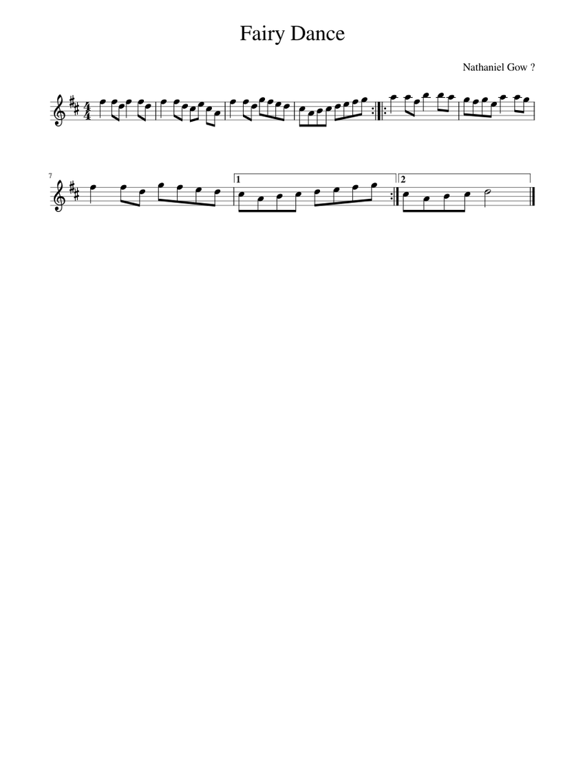 Nathaniel Gow - Fairy Dance Sheet music for Piano (Solo) | Musescore.com