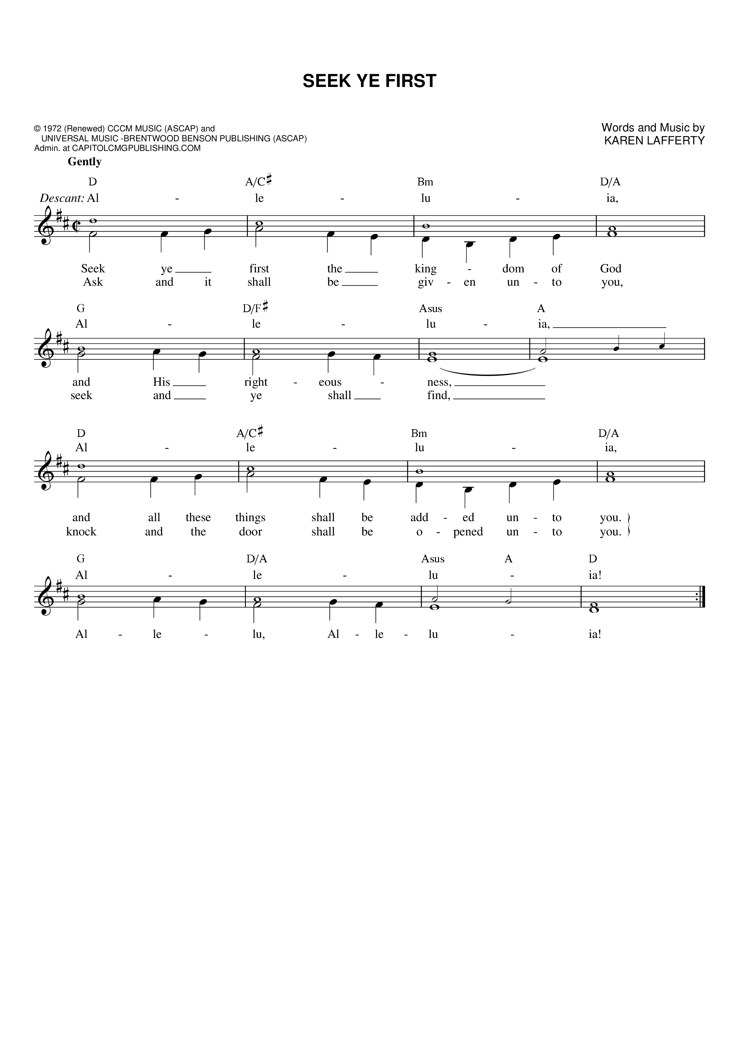 Play Official version of Seek Ye First The Kingdom Of God Sheet Music ...