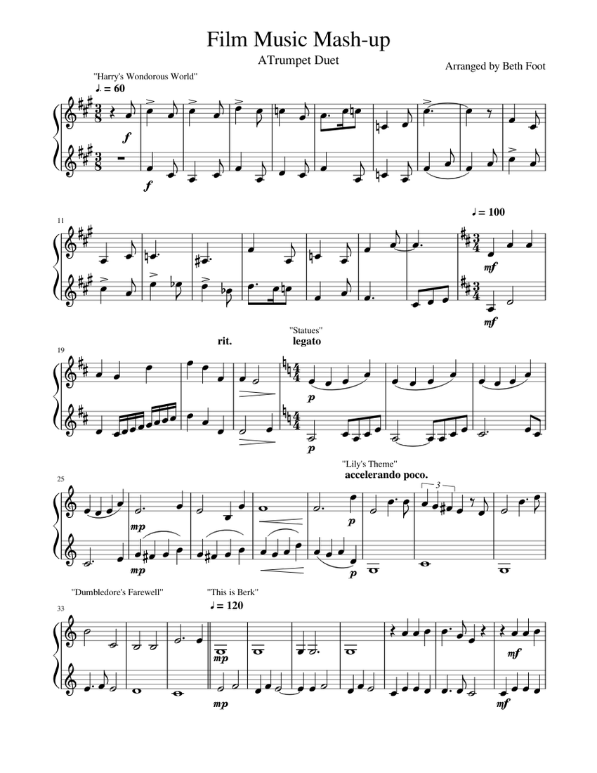 Film Music Mash-up Sheet music for Piano (Solo) | Musescore.com