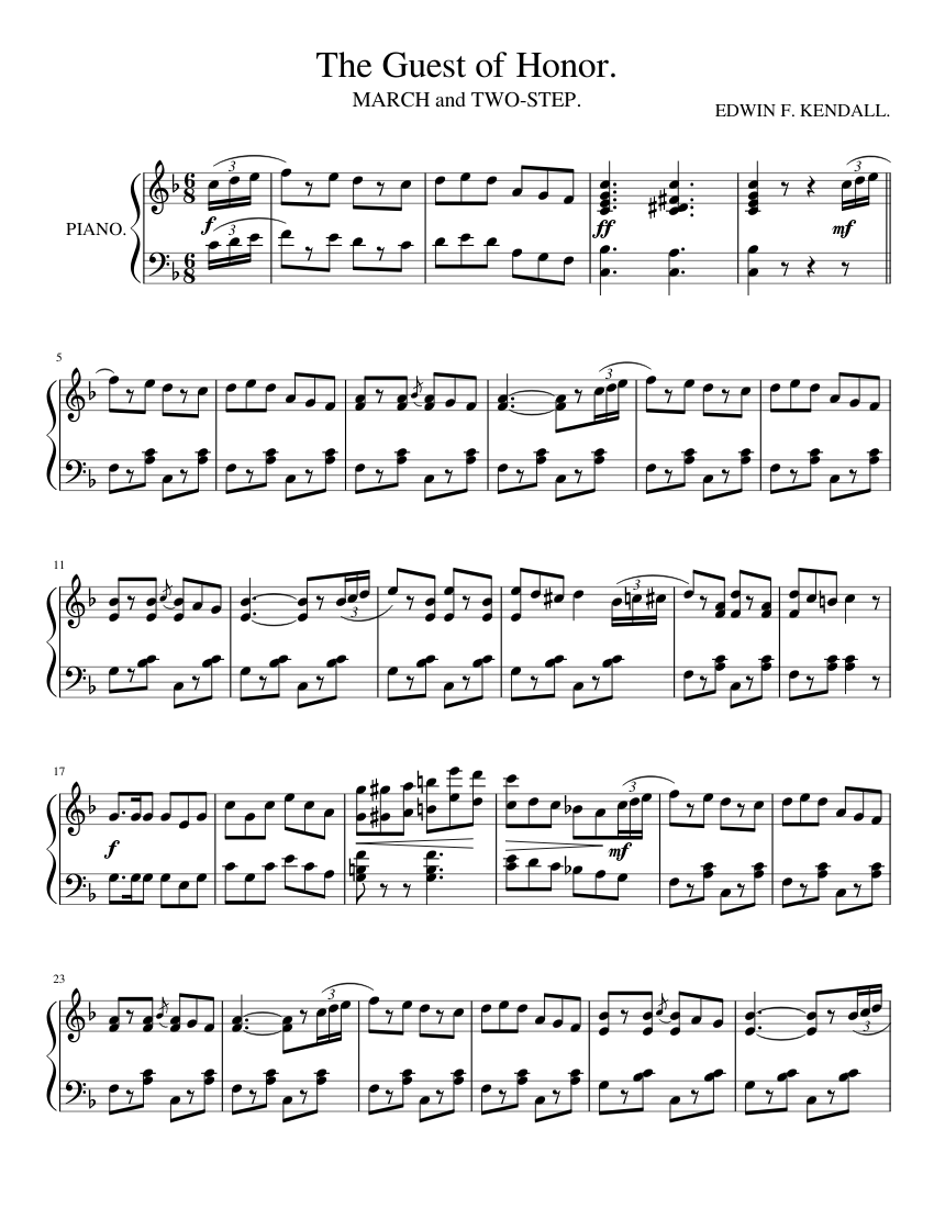 The Guest of Honor (1902) Sheet music for Piano (Solo) | Musescore.com