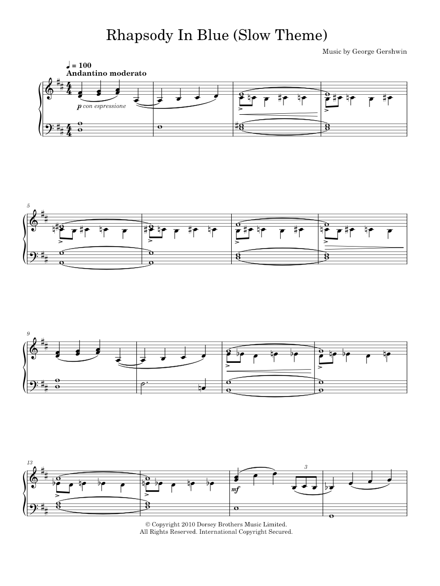 Play Official version of Rhapsody in Blue sheet music by George ...