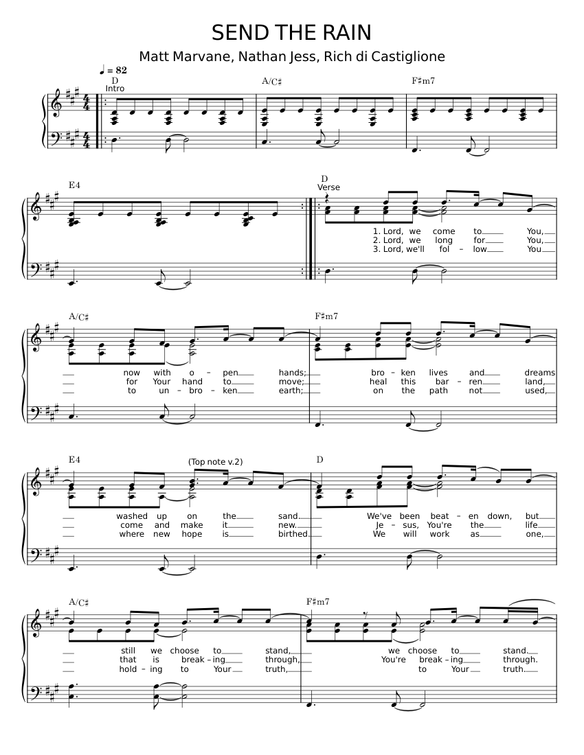 SEND THE RAIN - Matt Marvane Sheet music for Piano (Solo) Easy ...