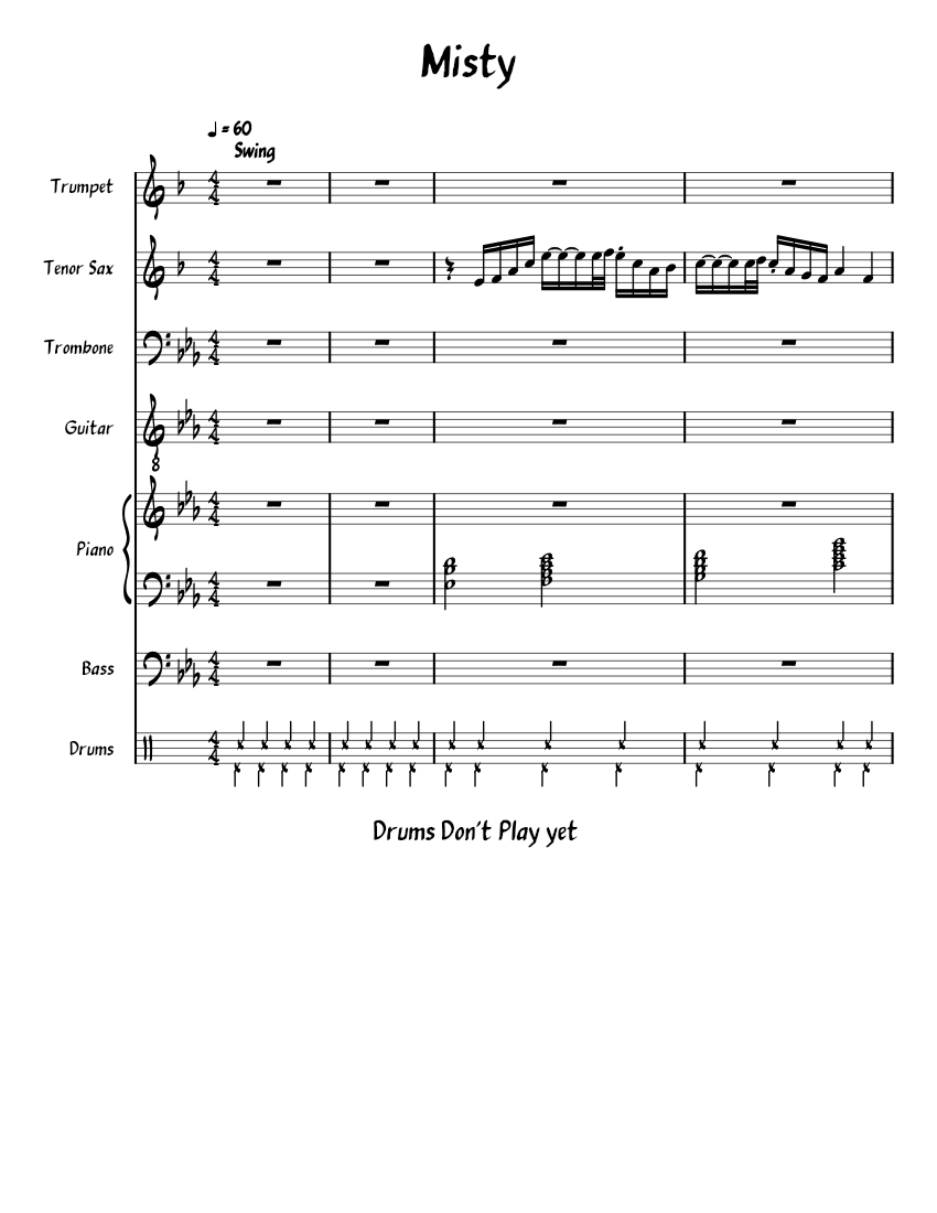 Misty by Erroll Garner Sheet music for Piano, Trombone, Saxophone tenor ...