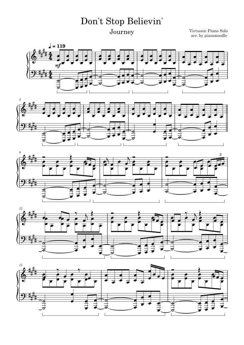 Don't Stop Believin' – Journey Sheet Music for Piano (Solo) | MuseScore.com