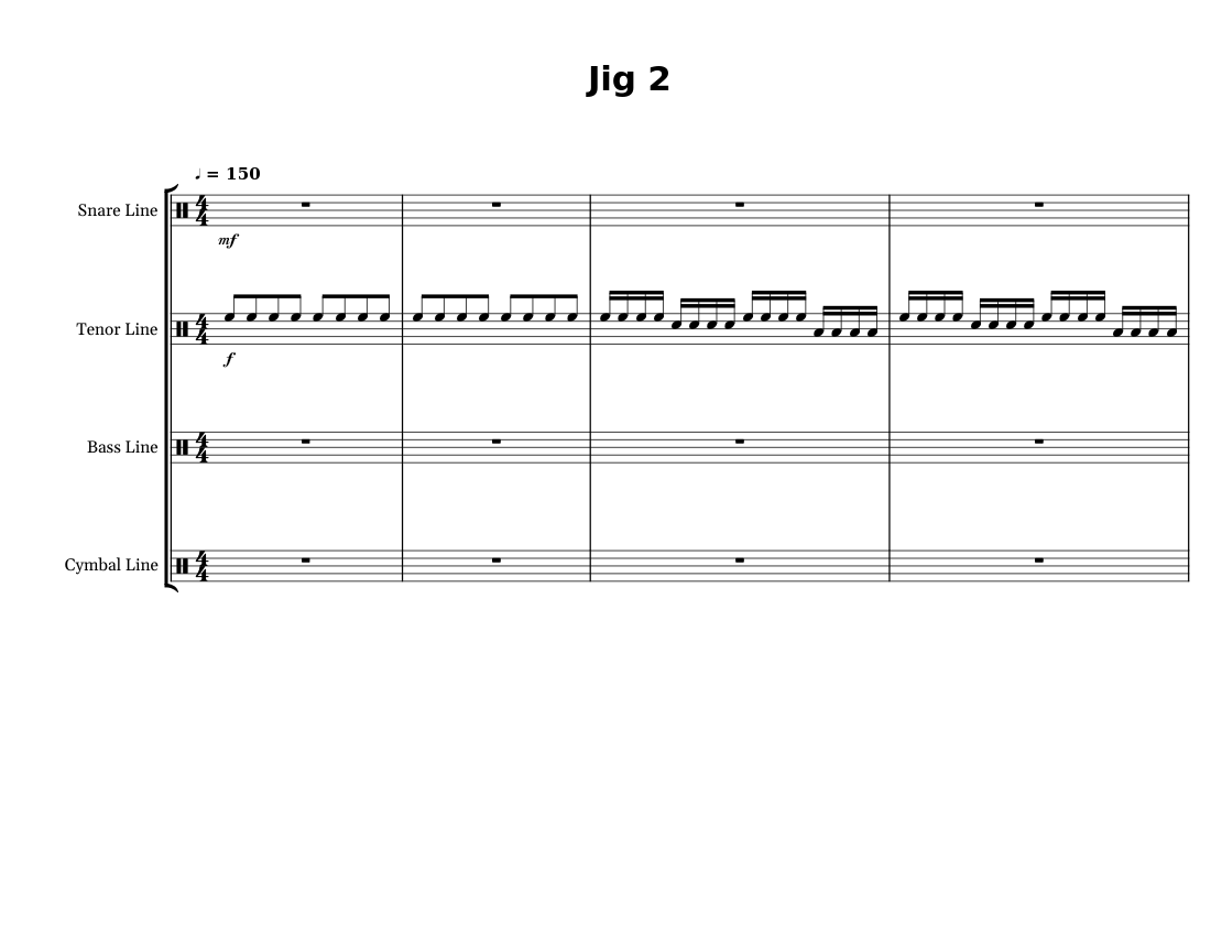 Jig_2 Sheet Music for Snare drum, Crash, Tenor drum, Bass drum ...