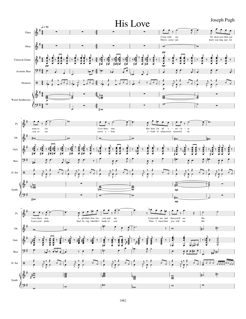 His_Love Sheet music for Flute, Oboe, Guitar, Bass guitar & more ...