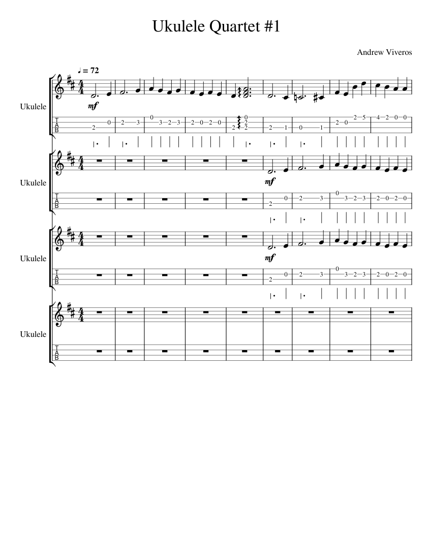 Ukulele Quartet Sheet music for Ukulele (Mixed Quartet) | Musescore.com
